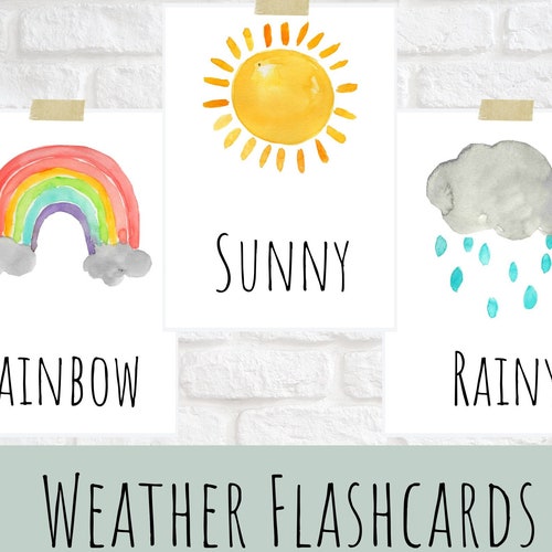 Weather Flashcards Weather Cards Montessori Homeschool | Etsy
