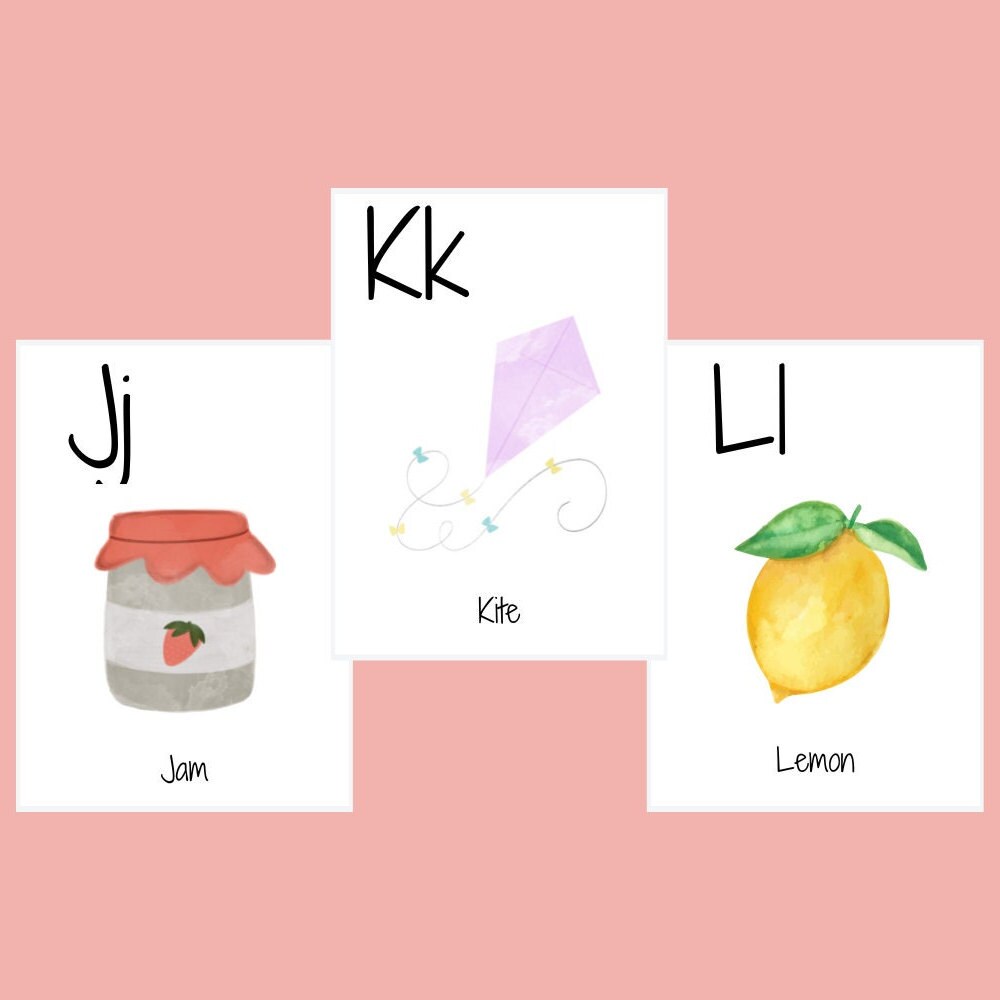 Alphabet Flashcards ABC Watercolor Montessori Homeschool Printable ...