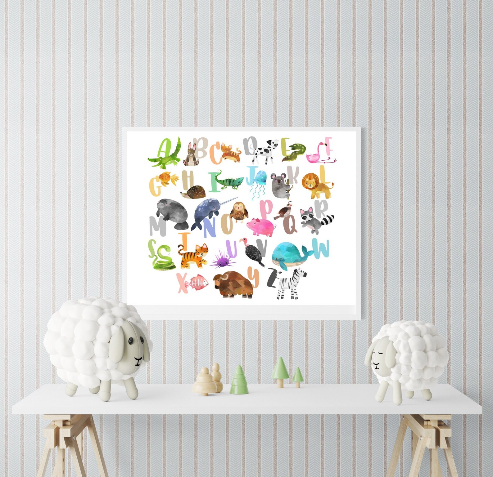 Alphabet Wall Decor Printable Educational Montessori Homeschool ...