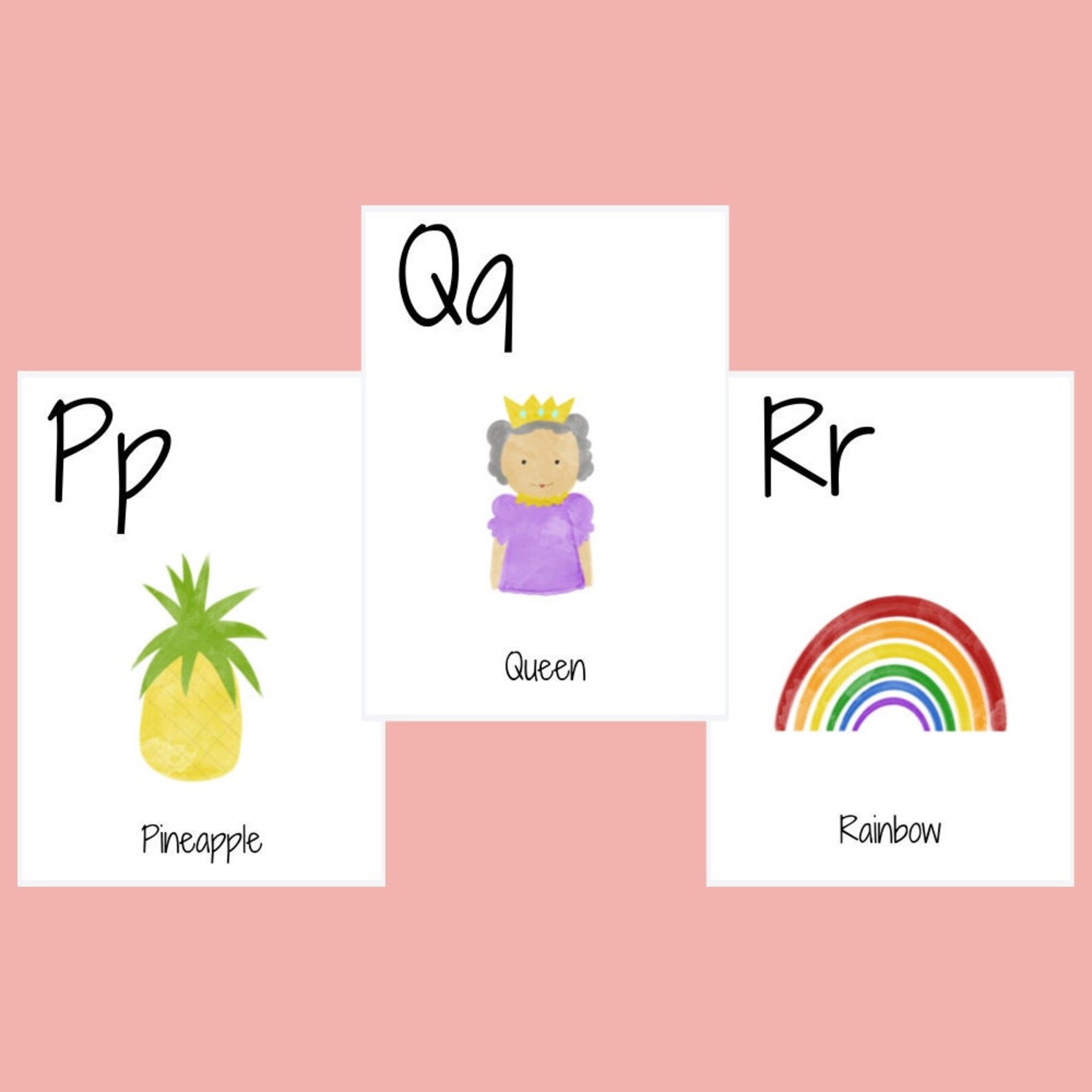 Alphabet Flashcards ABC Watercolor Montessori Homeschool Printable ...