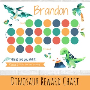 Reward Chart, Dinosaur Reward Chart, Personalized, Sticker Chart, Potty ...
