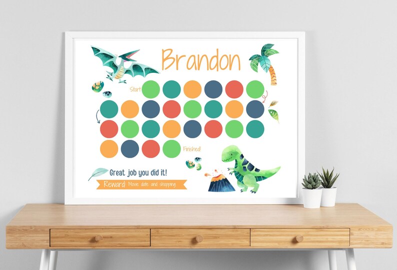 Reward Chart, Dinosaur Reward Chart, Personalized, Sticker Chart, Potty ...
