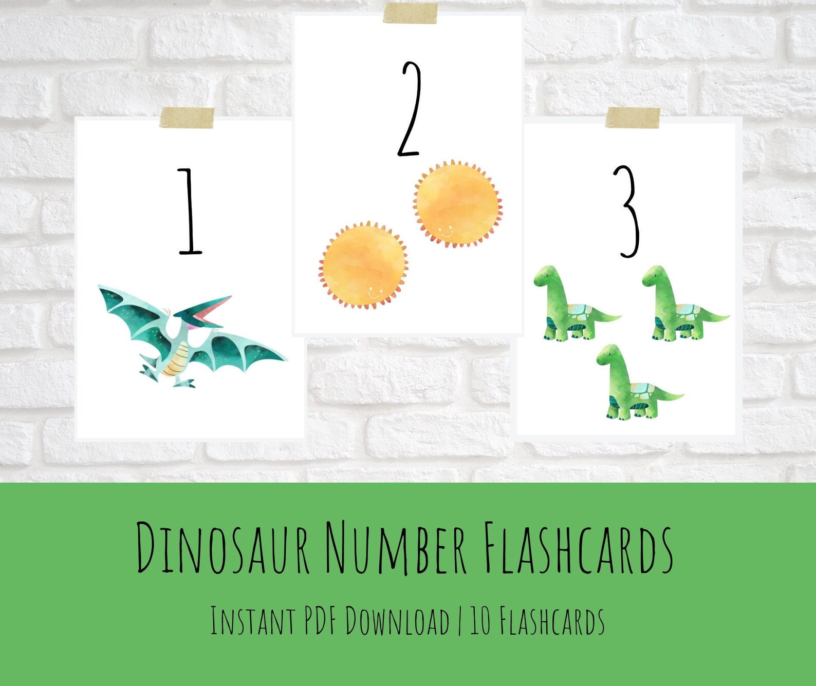 Dinosaur Number Flashcards| Number Cards| 1-10| Montessori Homeschool ...