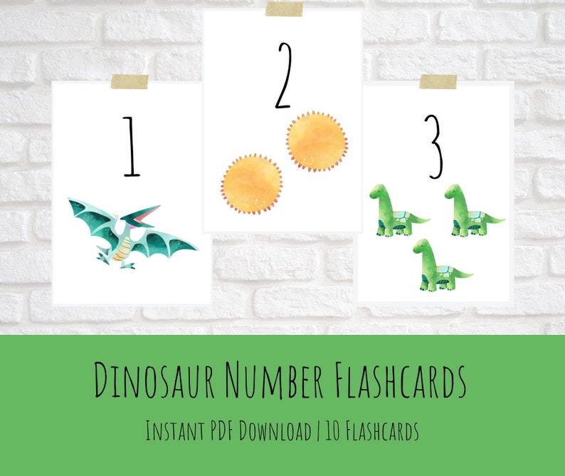 Dinosaur Number Flashcards| Number Cards| 1-10| Montessori Homeschool ...
