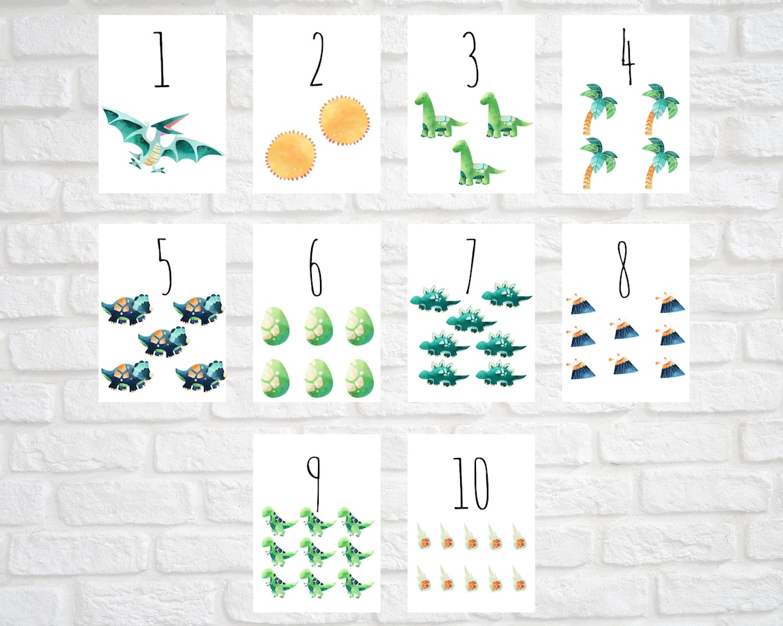 Dinosaur Number Flashcards| Number Cards| 1-10| Montessori Homeschool ...