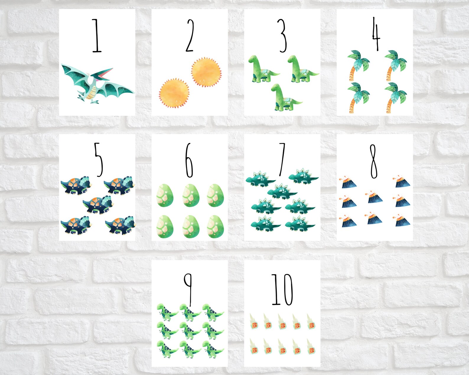 Dinosaur Number Flashcards| Number Cards| 1-10| Montessori Homeschool ...