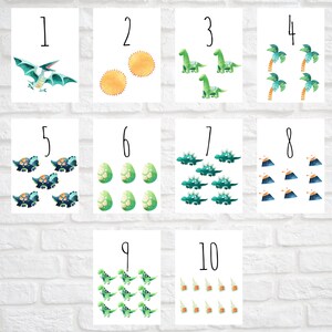 Dinosaur Number Flashcards| Number Cards| 1-10| Montessori Homeschool ...