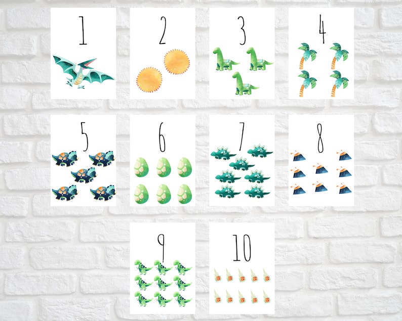 Dinosaur Number Flashcards| Number Cards| 1-10| Montessori Homeschool ...