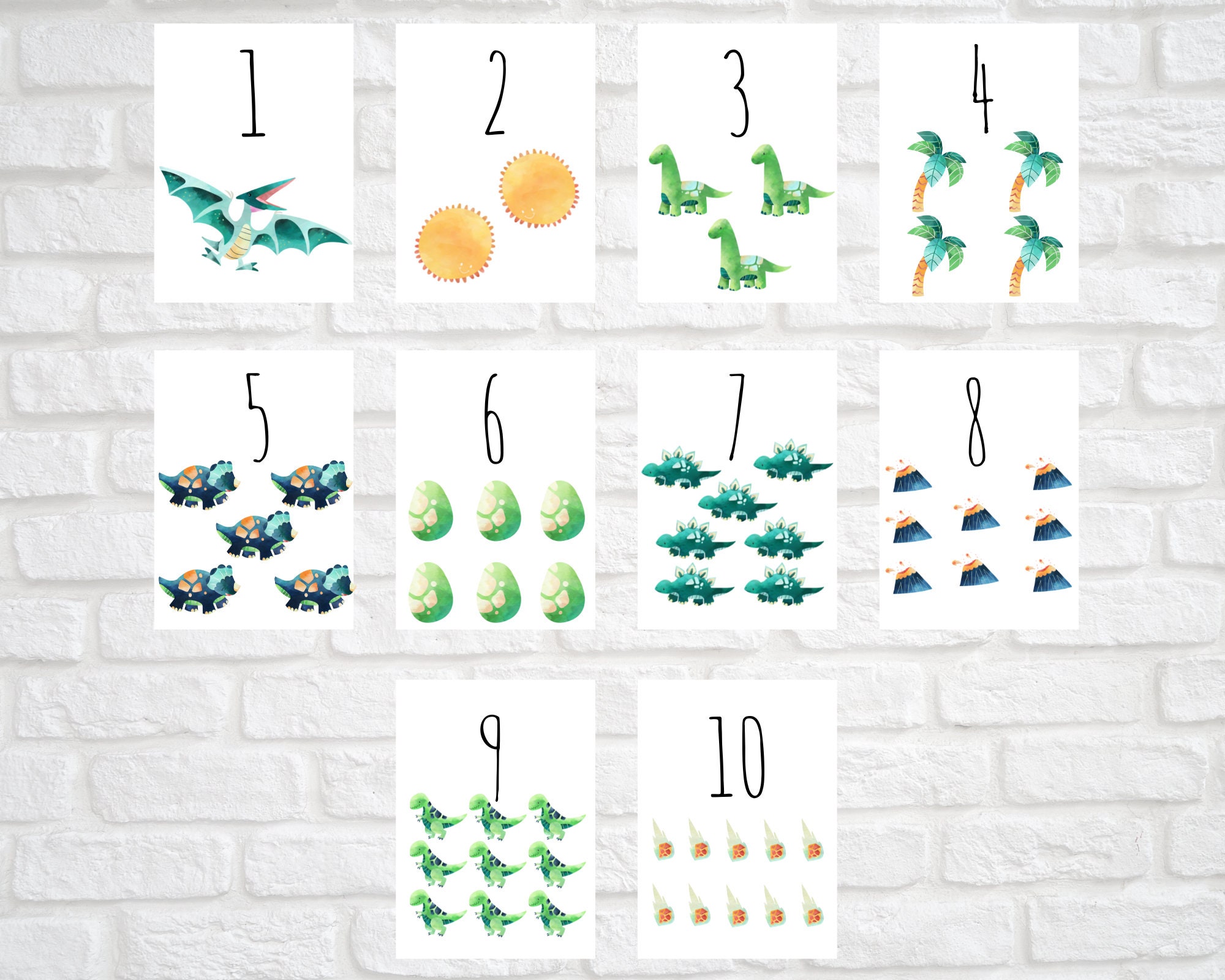 Dinosaur Number Flashcards| Number Cards| 1-10| Montessori Homeschool ...