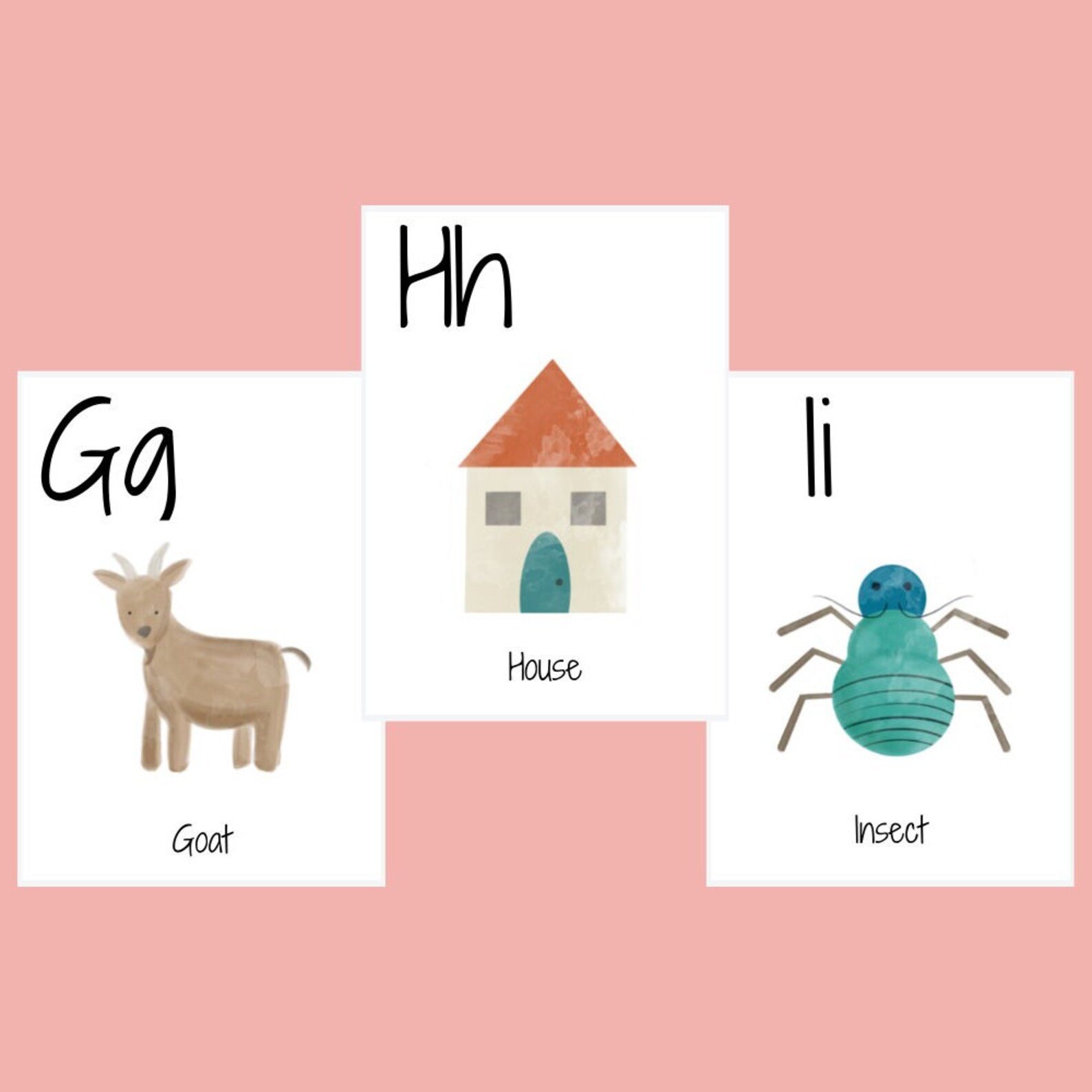 Alphabet Flashcards| ABC| Watercolor| Montessori Homeschool Printable ...