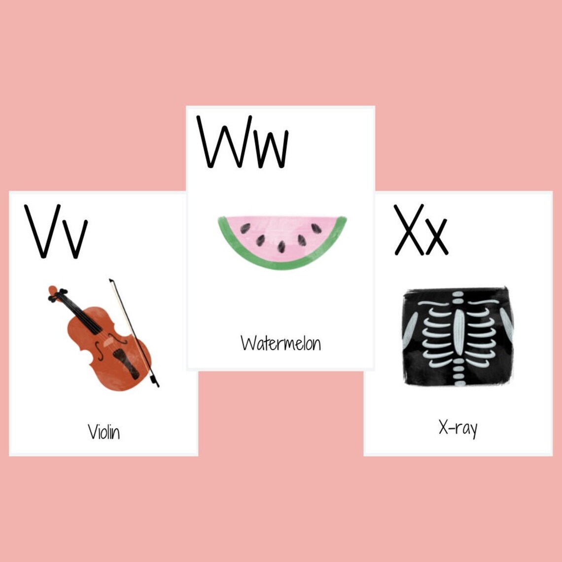 Alphabet Flashcards ABC Watercolor Montessori Homeschool Printable ...