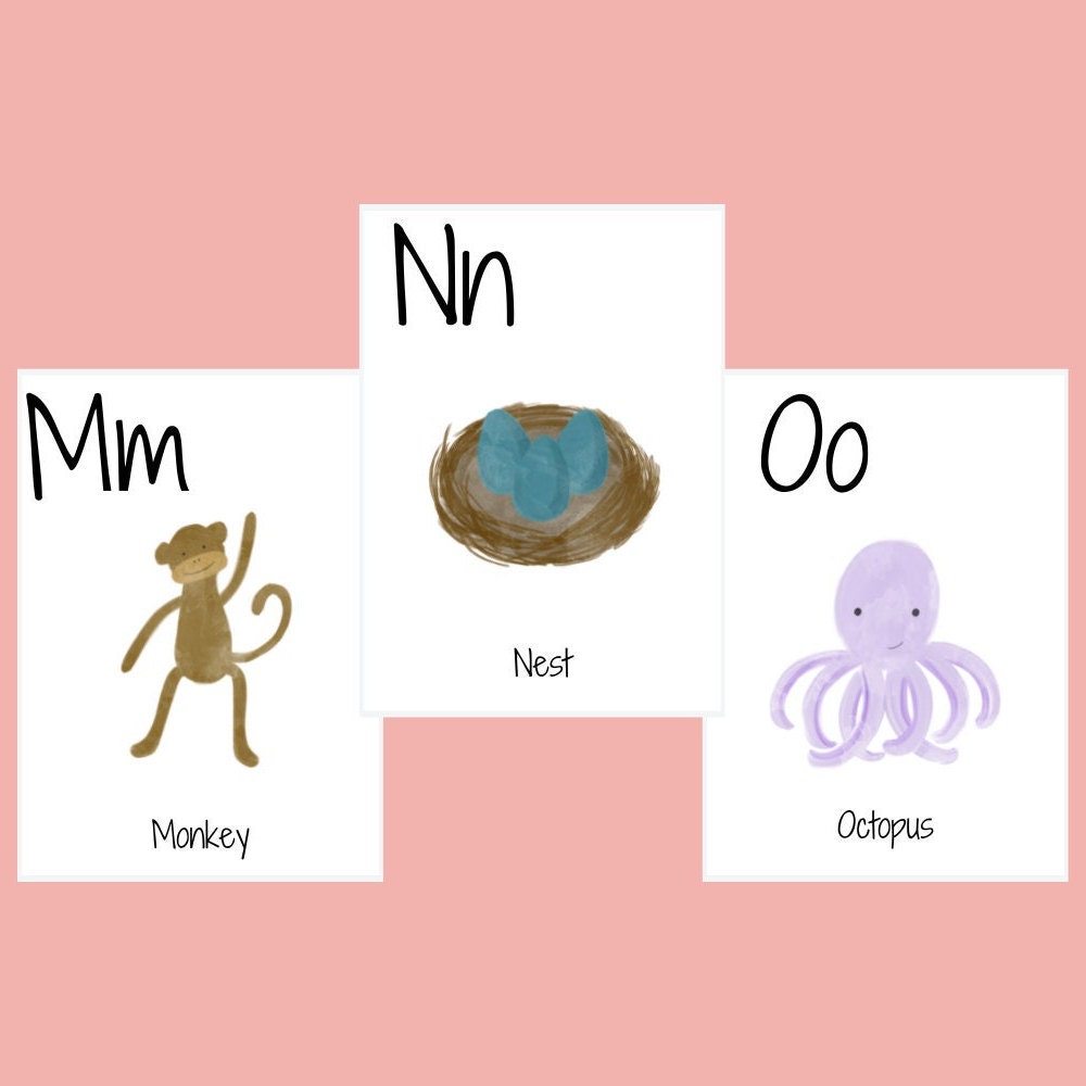 Alphabet Flashcards ABC Watercolor Montessori Homeschool Printable ...