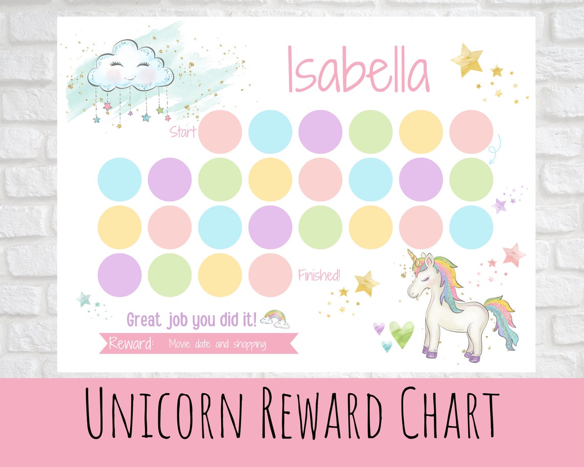 Reward Chart, Unicorn Reward Chart, Personalized, Sticker Chart, Potty ...