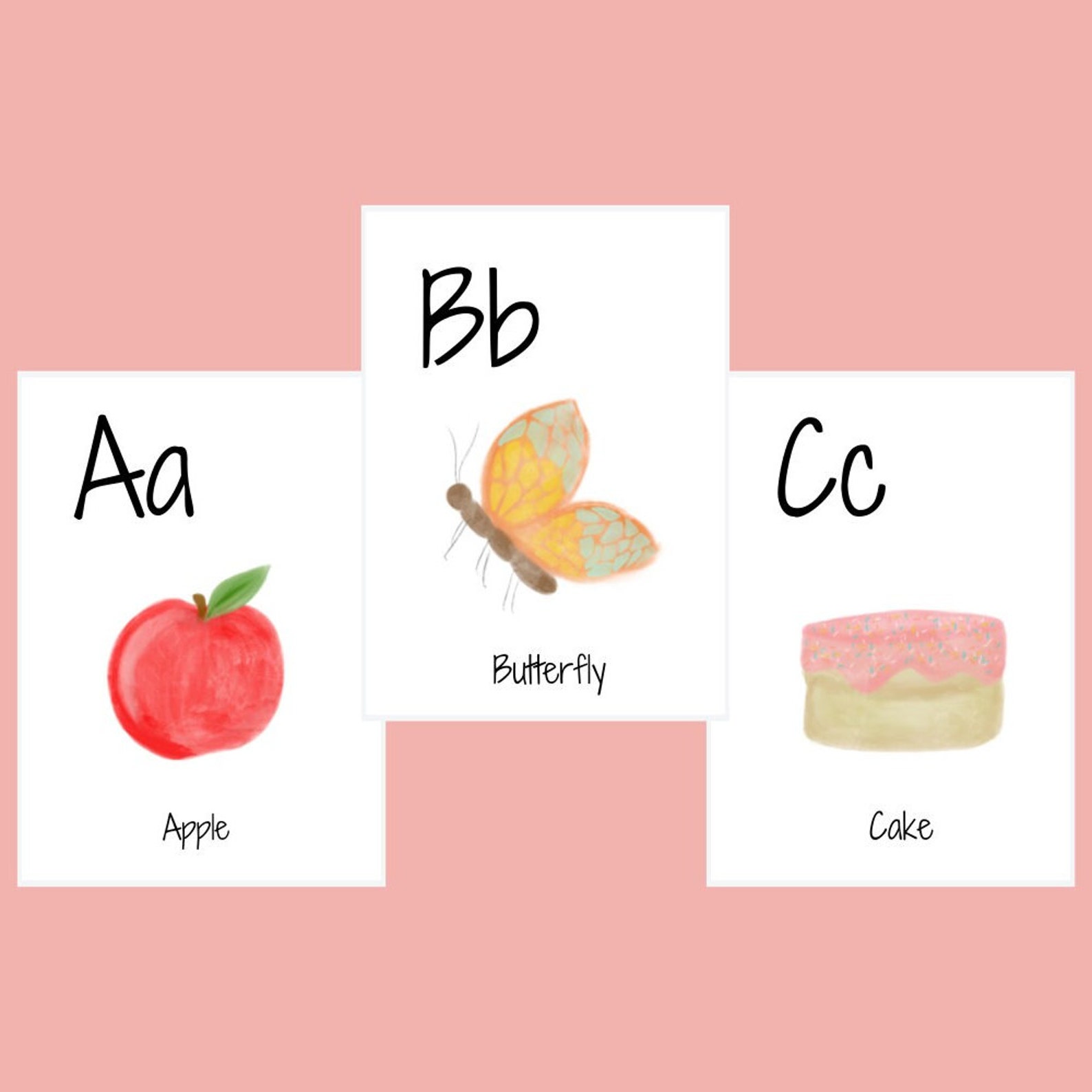 Alphabet Flashcards ABC Watercolor Montessori Homeschool Printable ...
