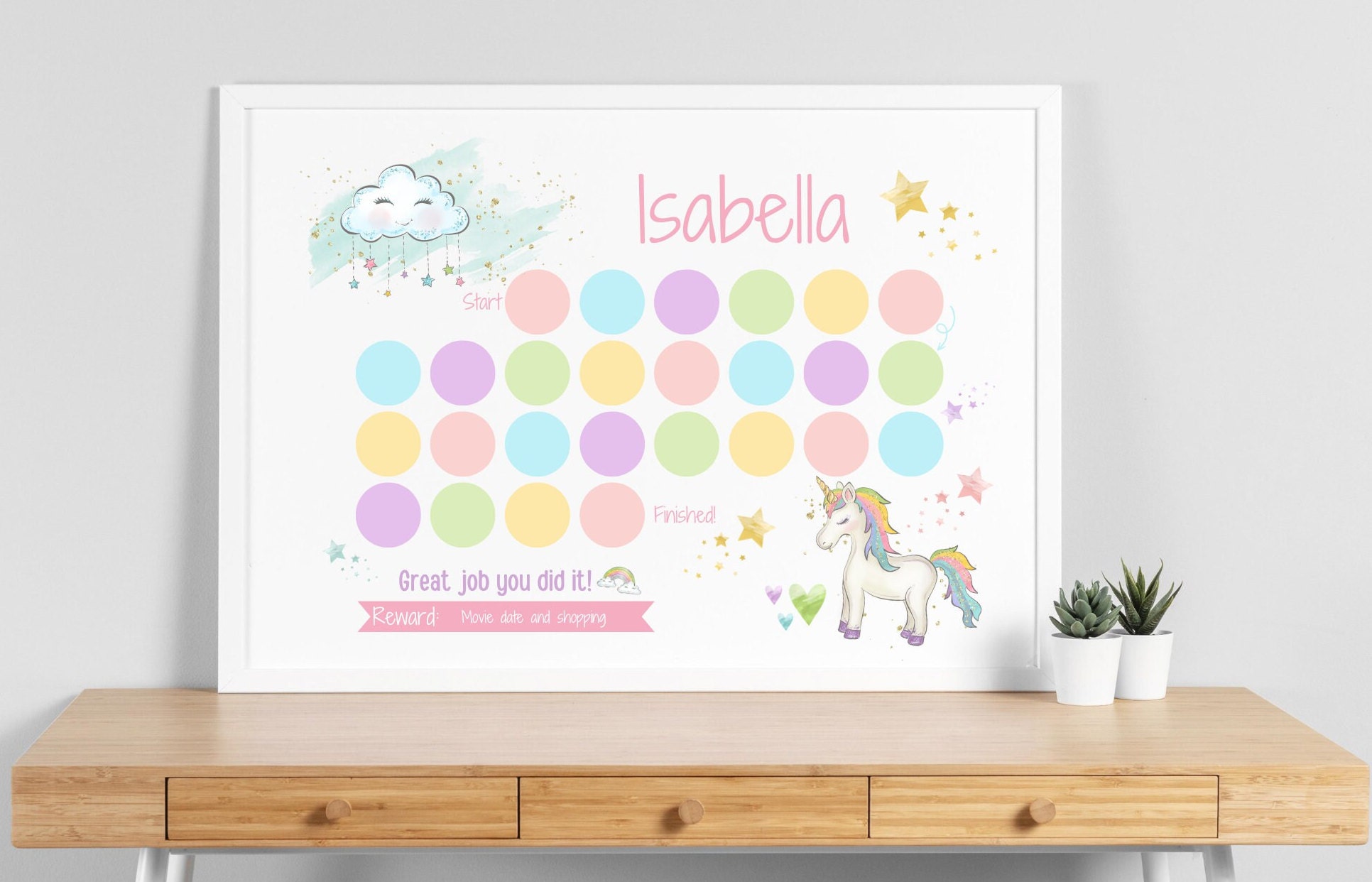 Reward Chart, Unicorn Reward Chart, Personalized, Sticker Chart, Potty ...