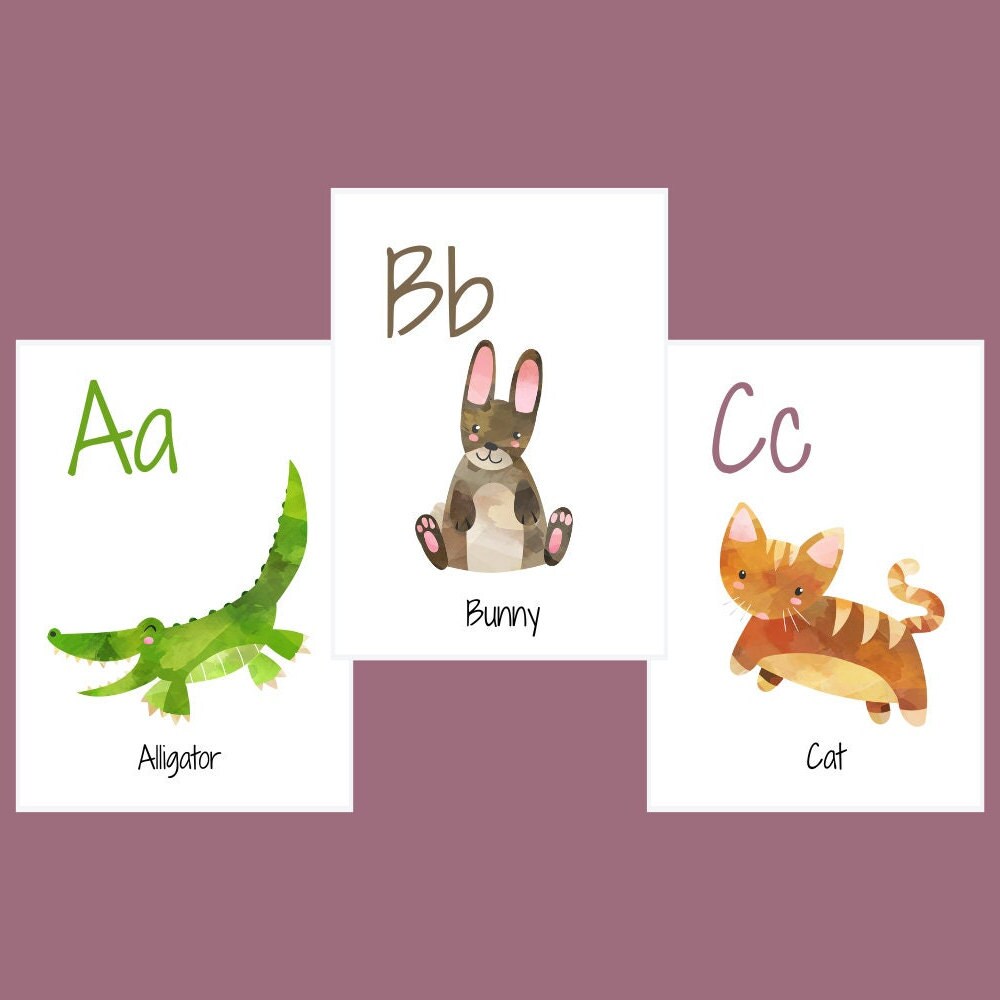 Animal Alphabet Flashcards| ABC| Watercolor| Montessori Homeschool ...