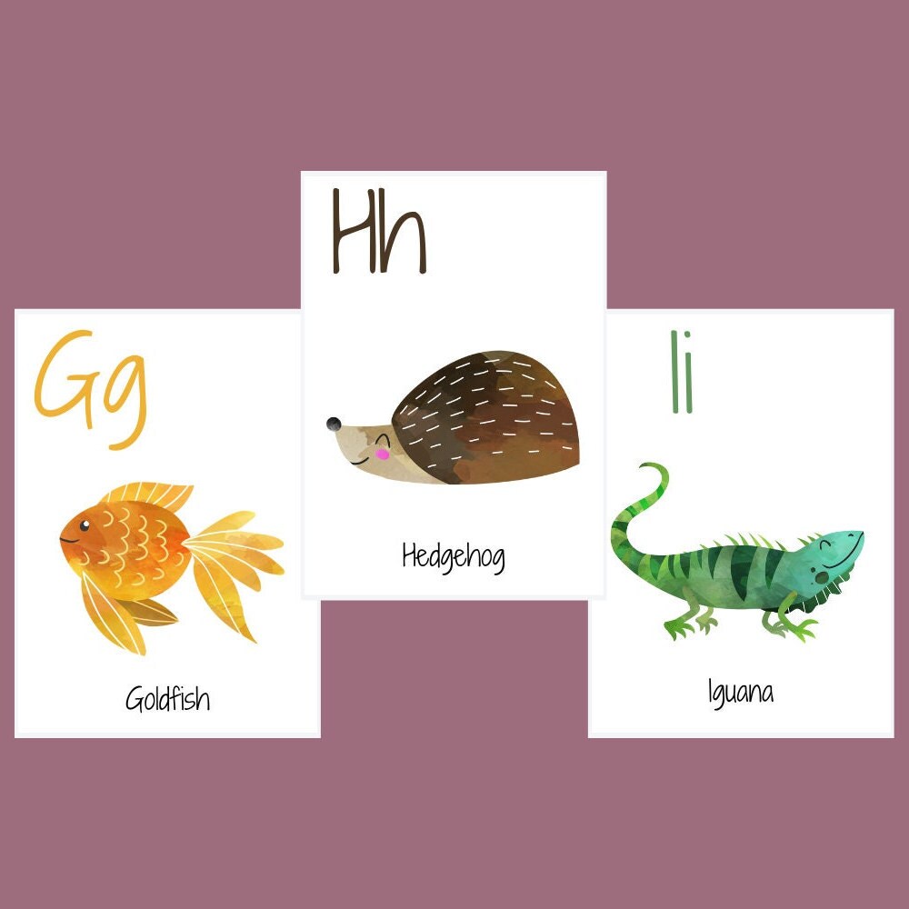 Animal Alphabet Flashcards| ABC| Watercolor| Montessori Homeschool ...