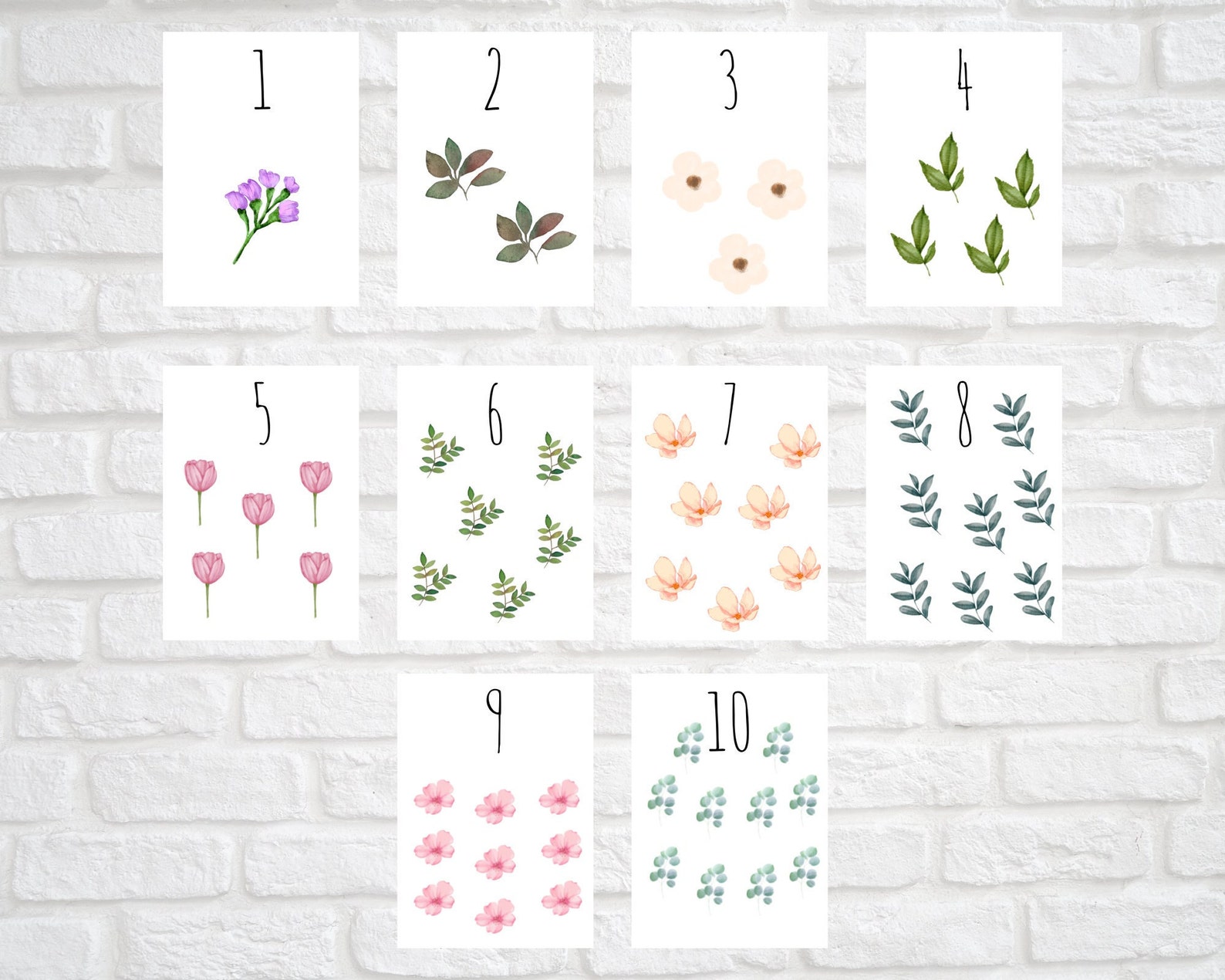 Nature Number Flashcards| Number Cards| 1-10| Montessori Homeschool ...