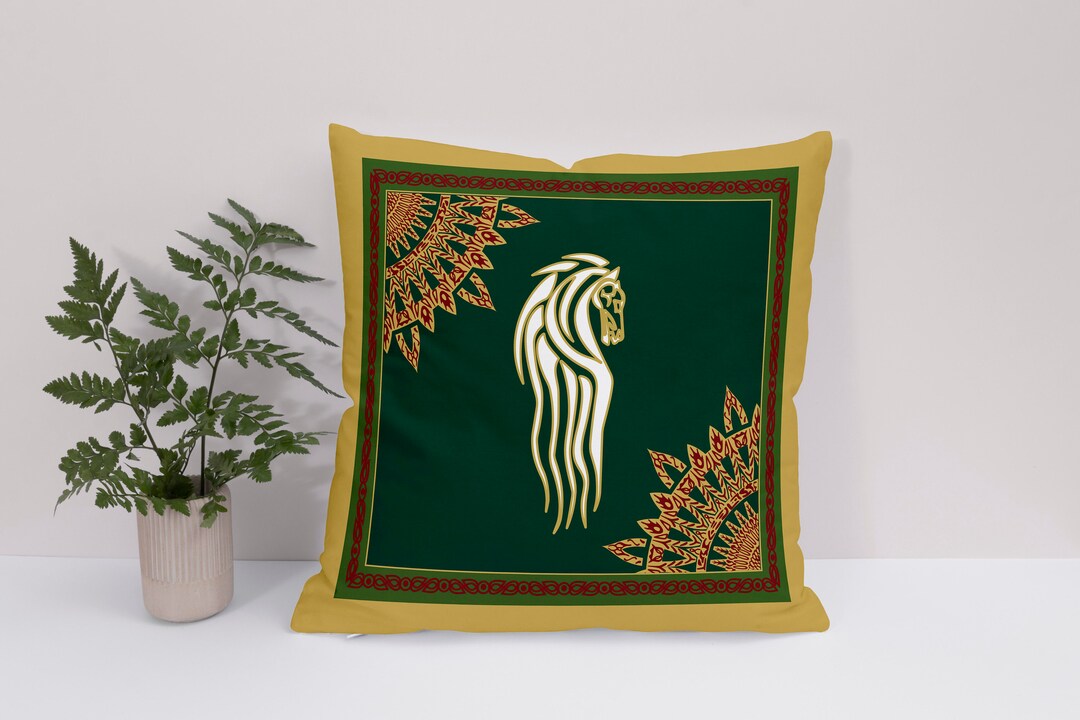 LOTR Rohan Pillow Cover Rohan Horse Life Motto Pillow Case Housewarming ...