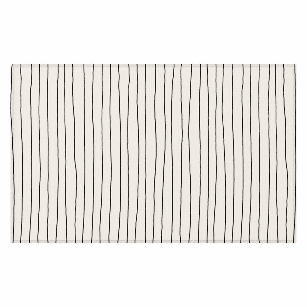 Minimalist Scandinavian Rug, Cream and Black Striped Carpet - Etsy