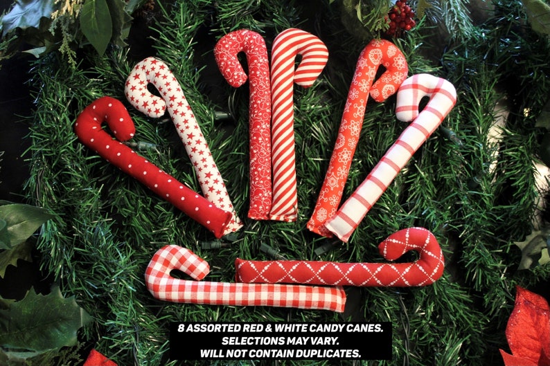 Stuffed Fabric Candy Canes * Set of 8 - Etsy