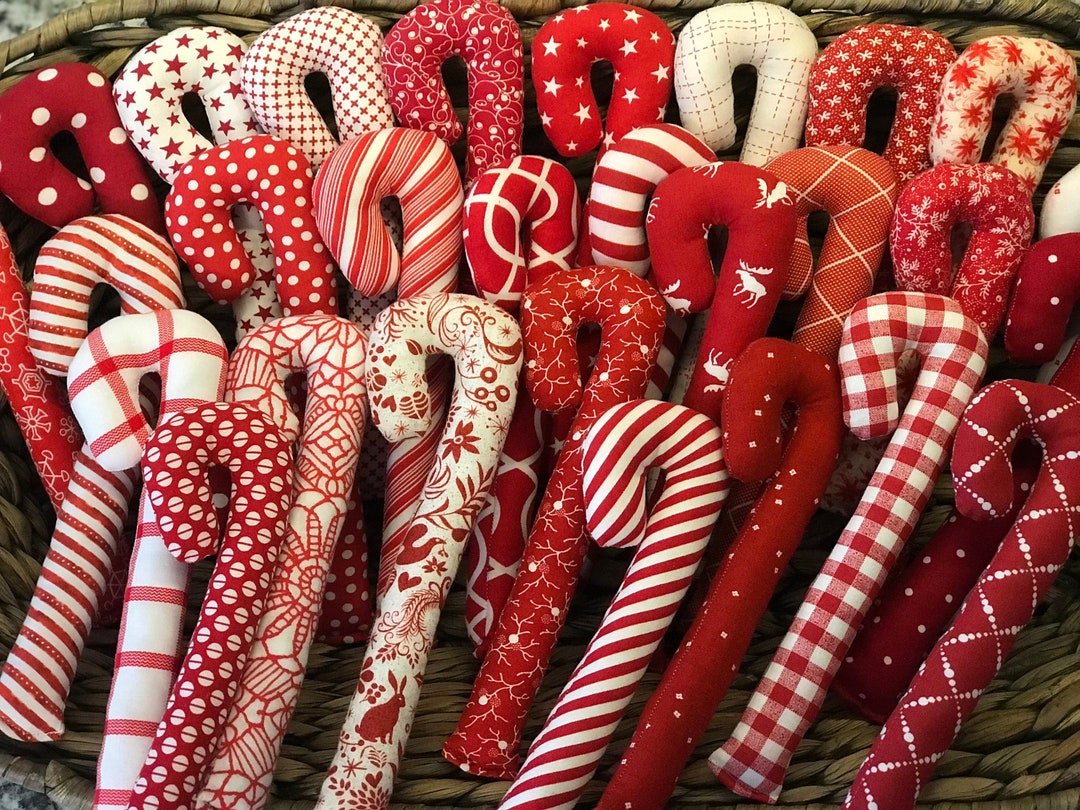 Stuffed Fabric Candy Canes * Set of 8 - Etsy