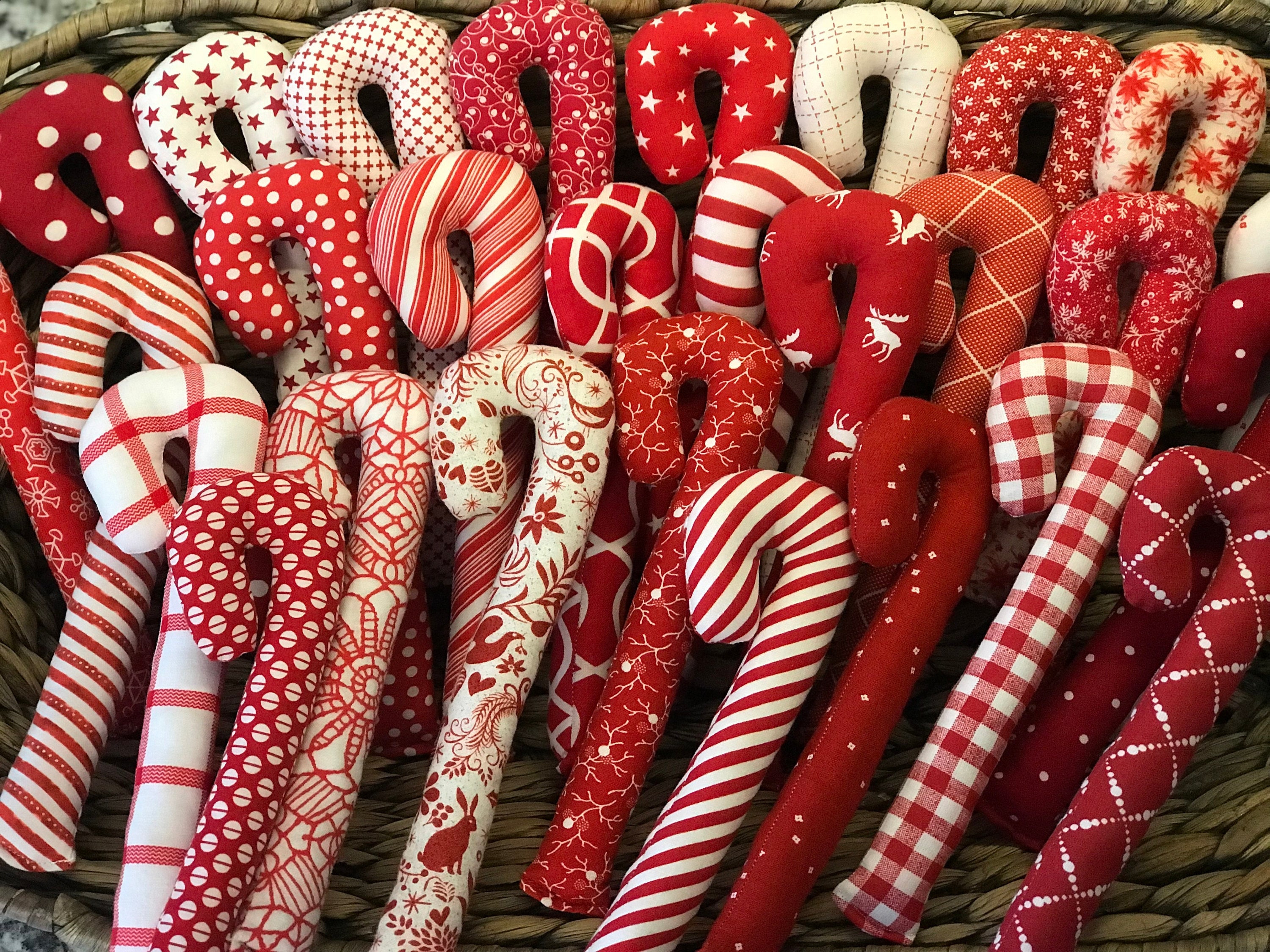 Stuffed Fabric Candy Canes * Set of 8 - Etsy