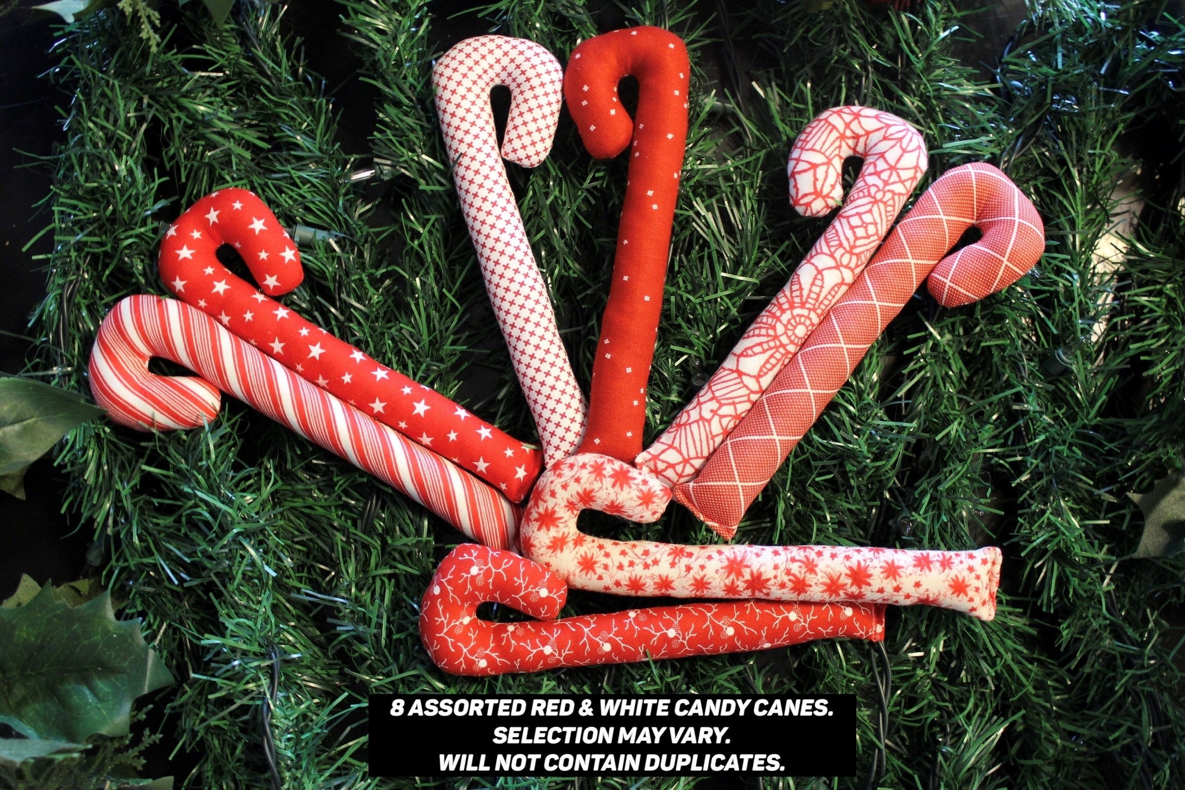 Stuffed Fabric Candy Canes * Set of 8 - Etsy