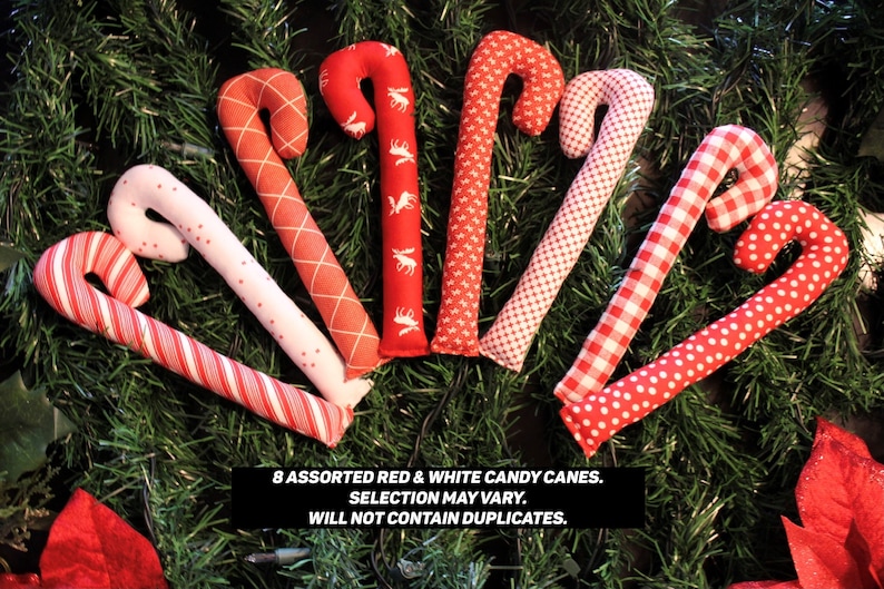Stuffed Fabric Candy Canes * Set of 8 - Etsy