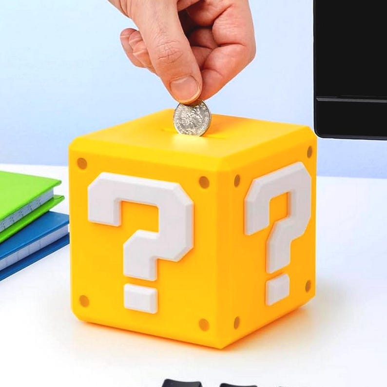 Super Mario Item Block Bank – 3D Printed Coin Bank for Gamers ...