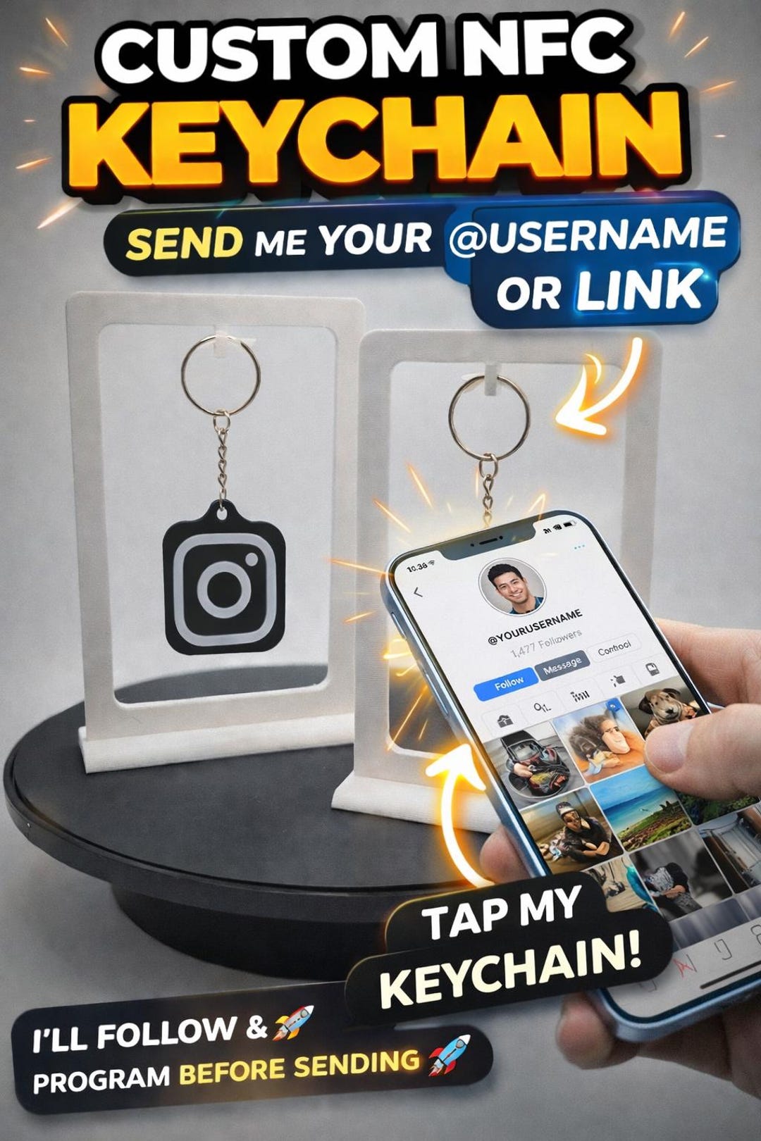 Smart NFC Keychain – Tap to Share Your Profile Instantly - Etsy