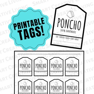PRINTABLE Poncho Tags - Price Labels for Handmade Crocheted or Knit ...