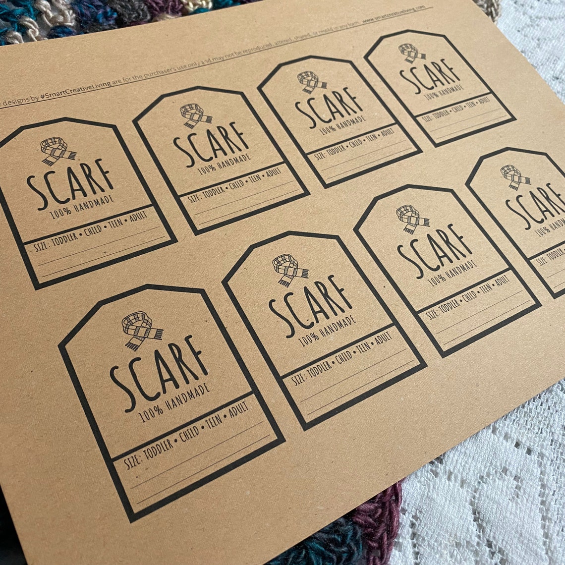 PRINTABLE Scarf Tags Price Labels for Crocheted or Knit - Etsy