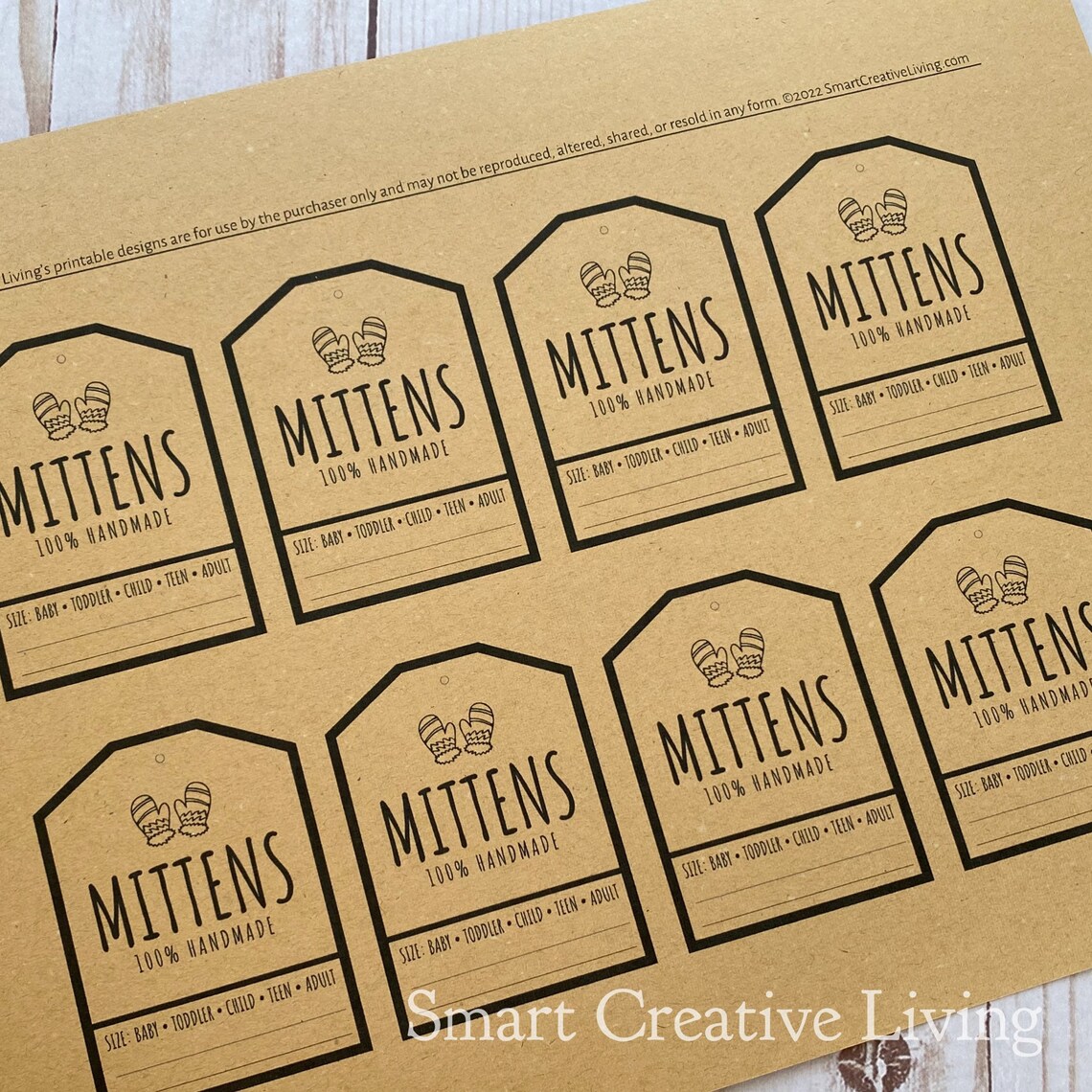 PRINTABLE Mitten Tags Price Labels for Crocheted or Knit - Etsy