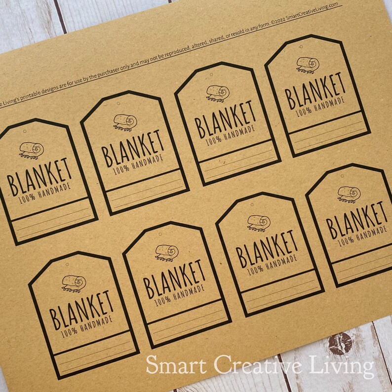 PRINTABLE Blanket Tags - Price Labels for Crocheted or Knit Handmade ...