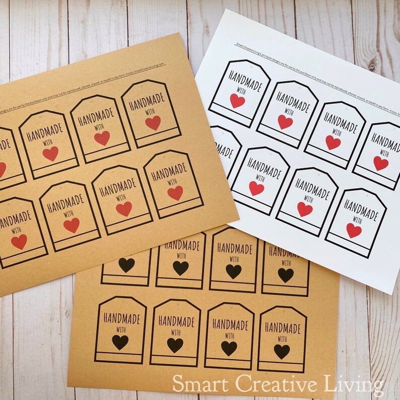 PRINTABLE Handmade With Love Tags Price Labels for Handcrafted Items ...