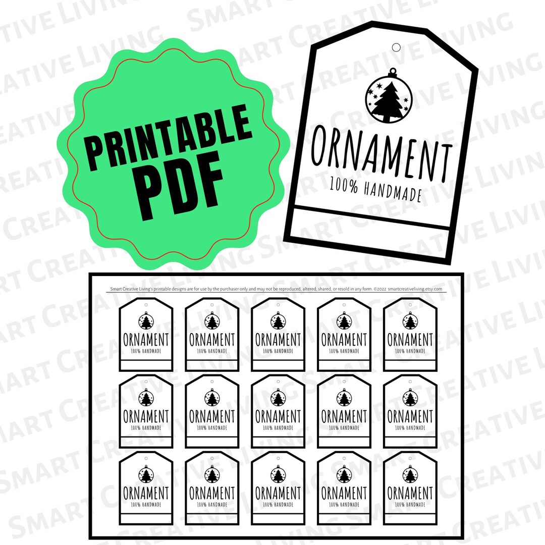 PRINTABLE Ornament Tags - Price Labels for Crocheted or Knit Handmade ...