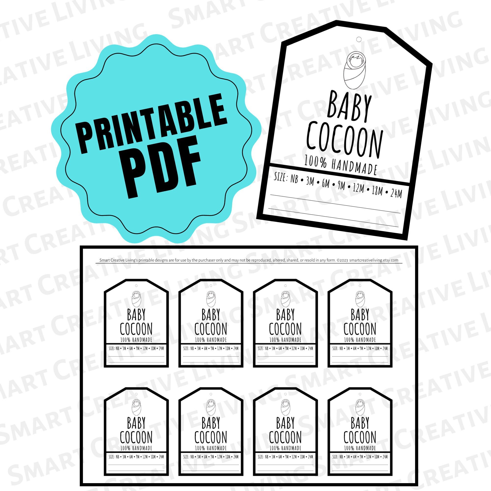 PRINTABLE Baby Cocoon Tags Price Labels for Crocheted or - Etsy