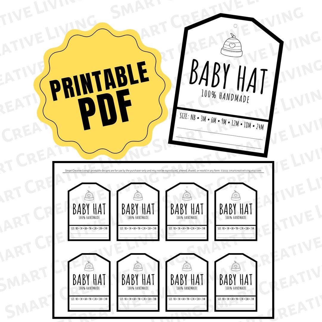 PRINTABLE Baby Hat Tags - Price Labels for Crocheted or Knit Baby ...