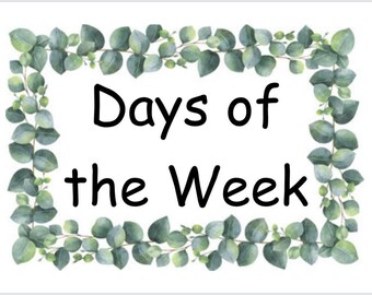 Days of the Week Printables - Etsy