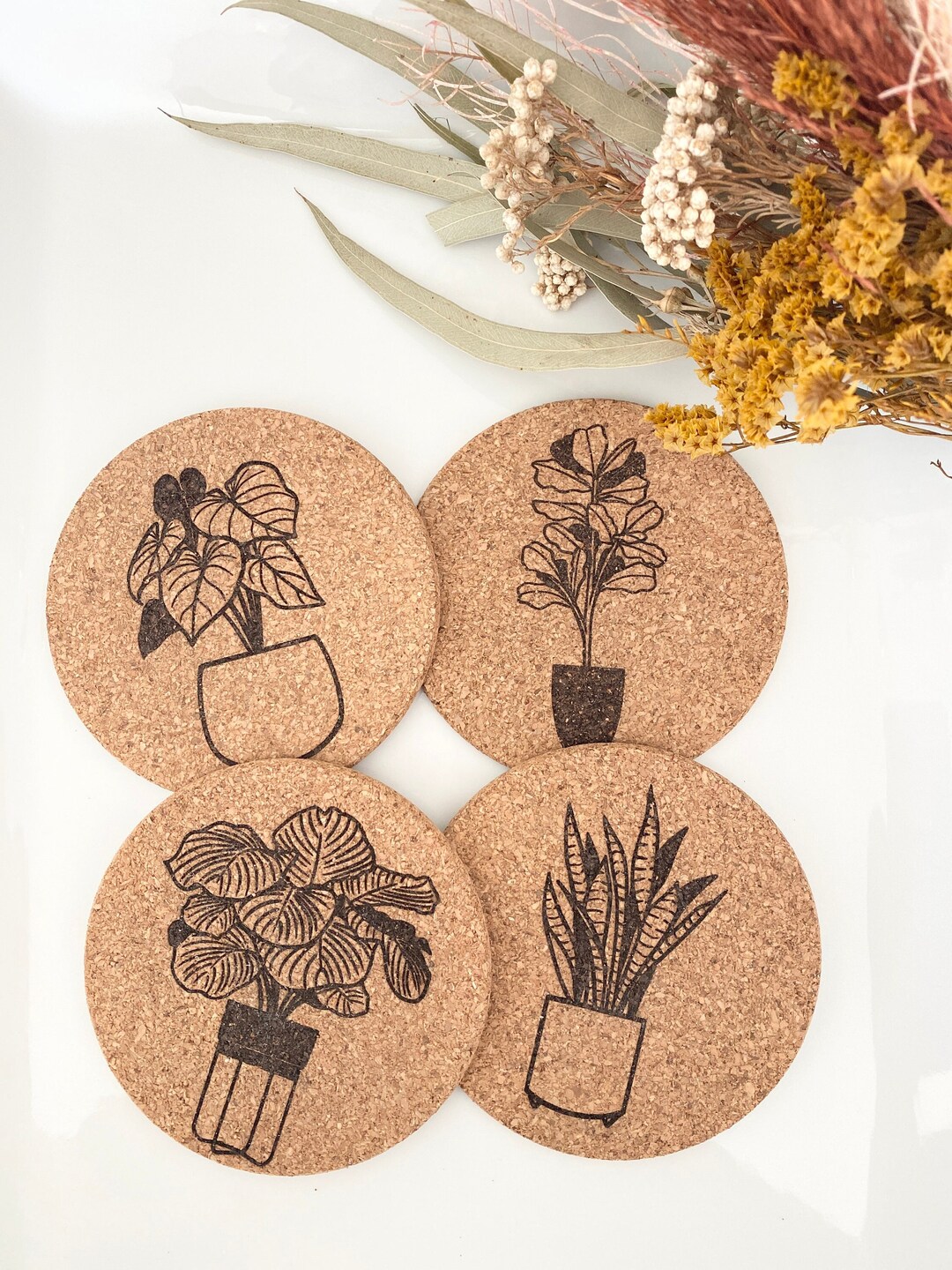 Potted Plant Cork Coasters //table Settings // Wedding Favors ...