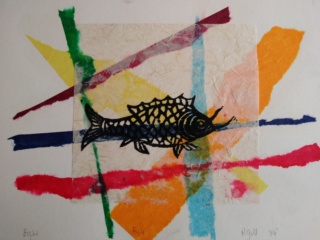 Fish Monoprint Eighth in a Series 1986 Vintage Catfish Art - Etsy