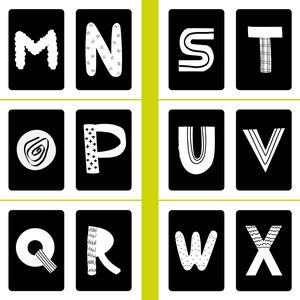 Black and White Flashcards With Happy Alphabet, Sensory Black and White ...