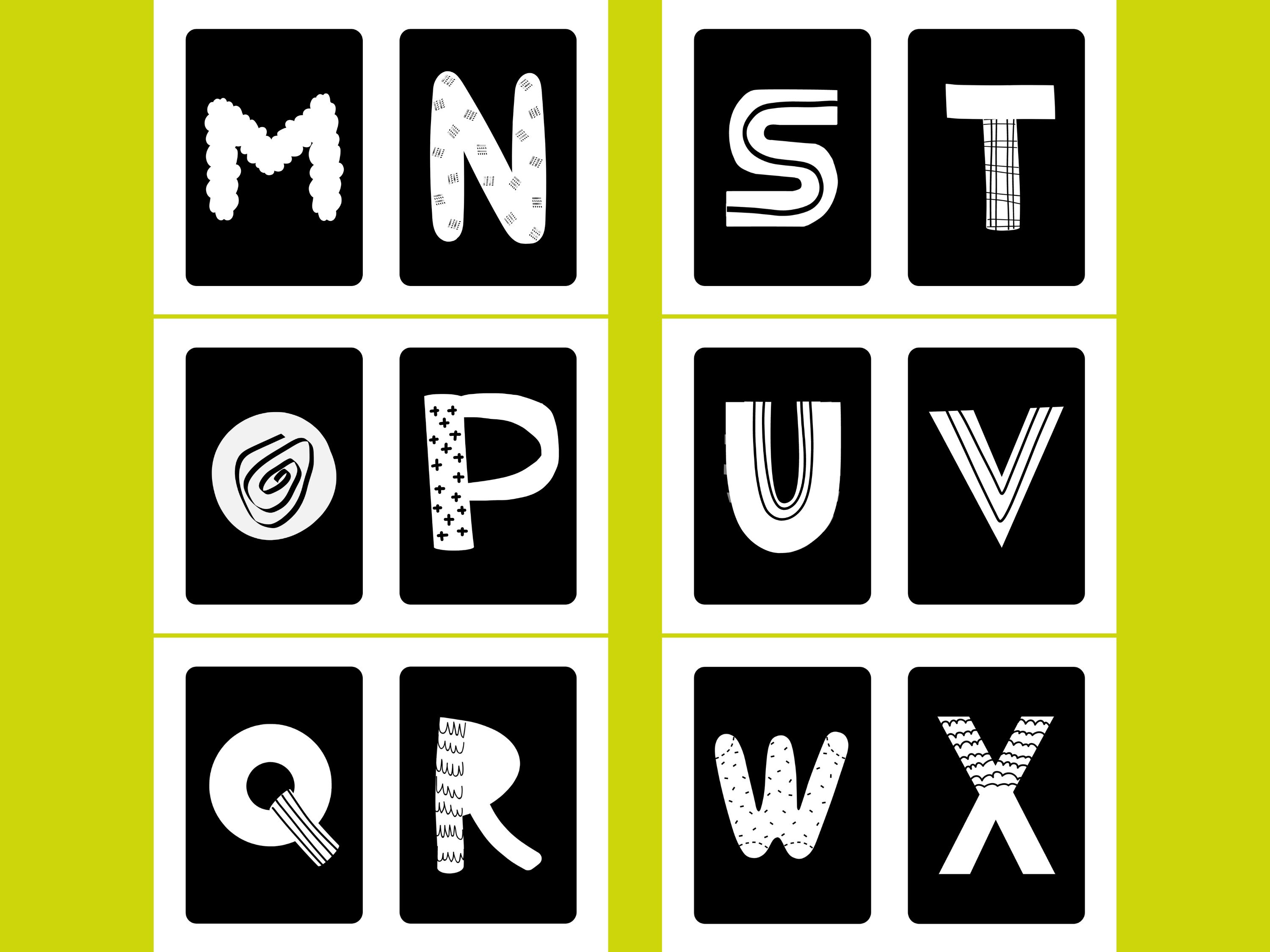 Black and White Flashcards With Happy Alphabet, Sensory Black and White ...