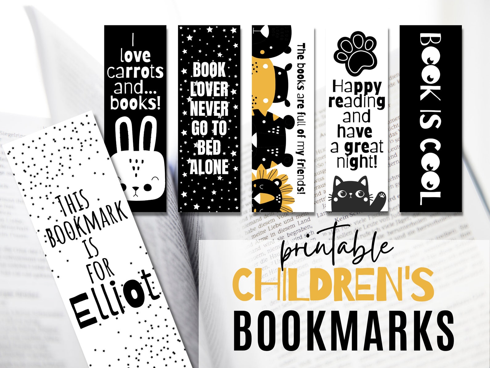 Printable Bookmark Set, Kids Printable Bookmarks, Instant Download ...