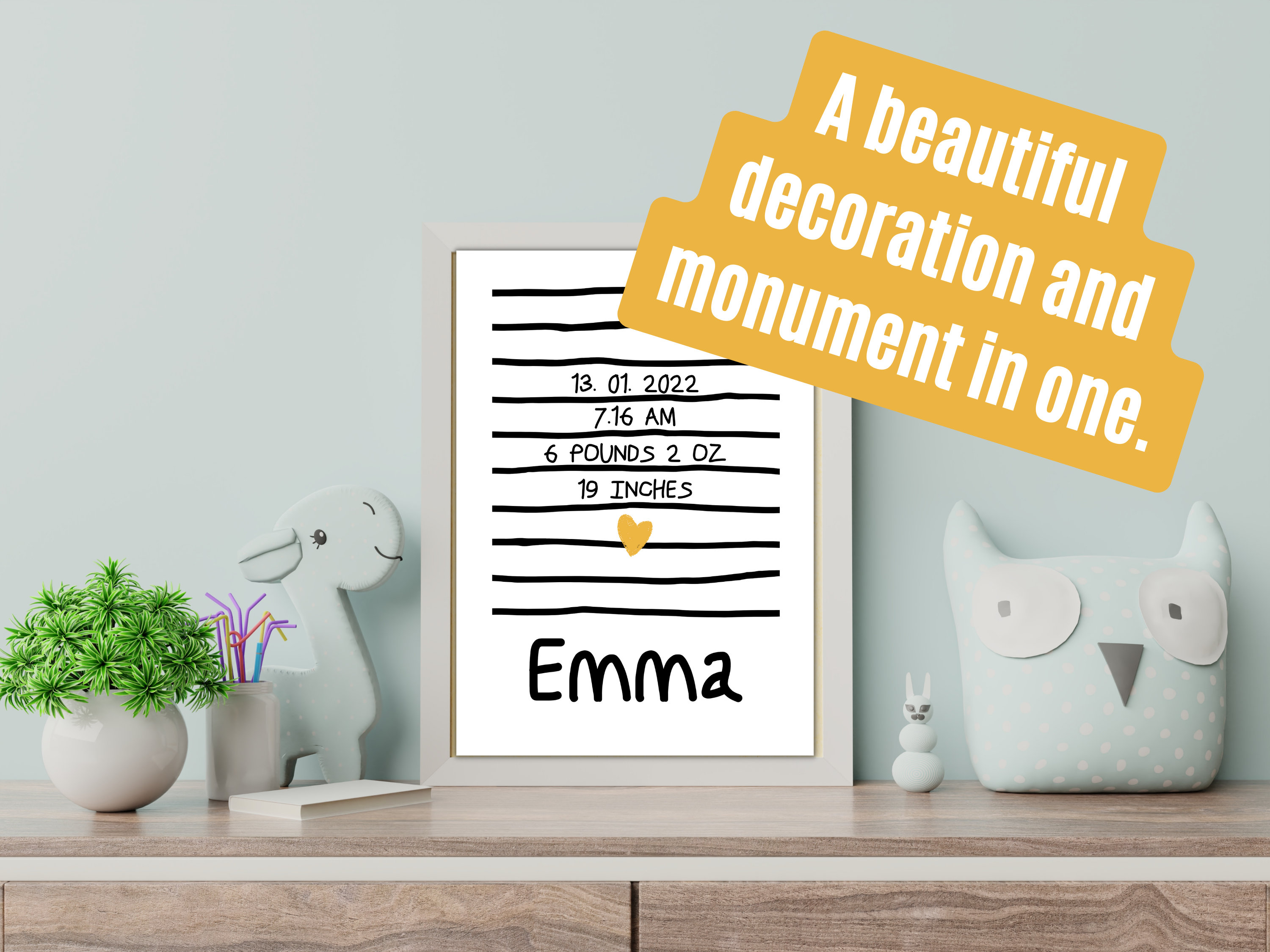 Printable Newborn Birth Information Sign, New Baby Keepsake Print, Gift ...