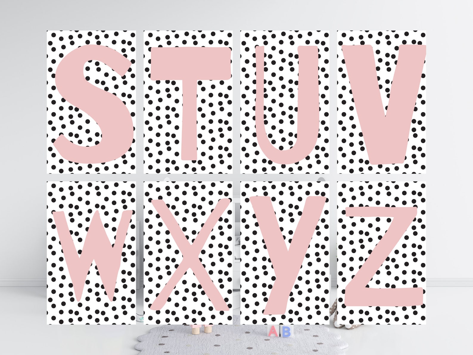 Printable Alphabet for Baby's Own Name, Black and White and Pink ...