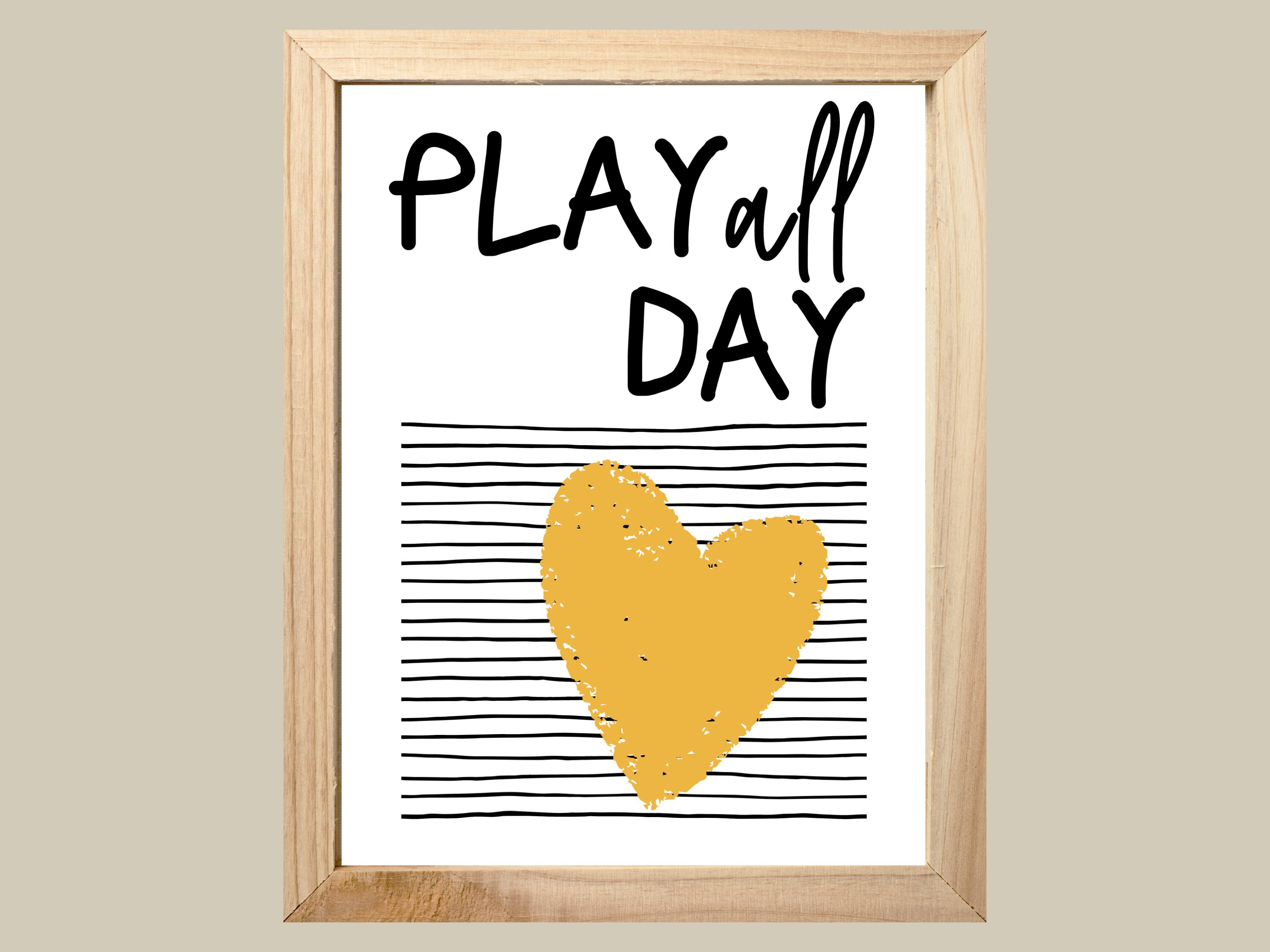 Printable Black and White and Yellow High Contrast Wall Art, Let's Play ...