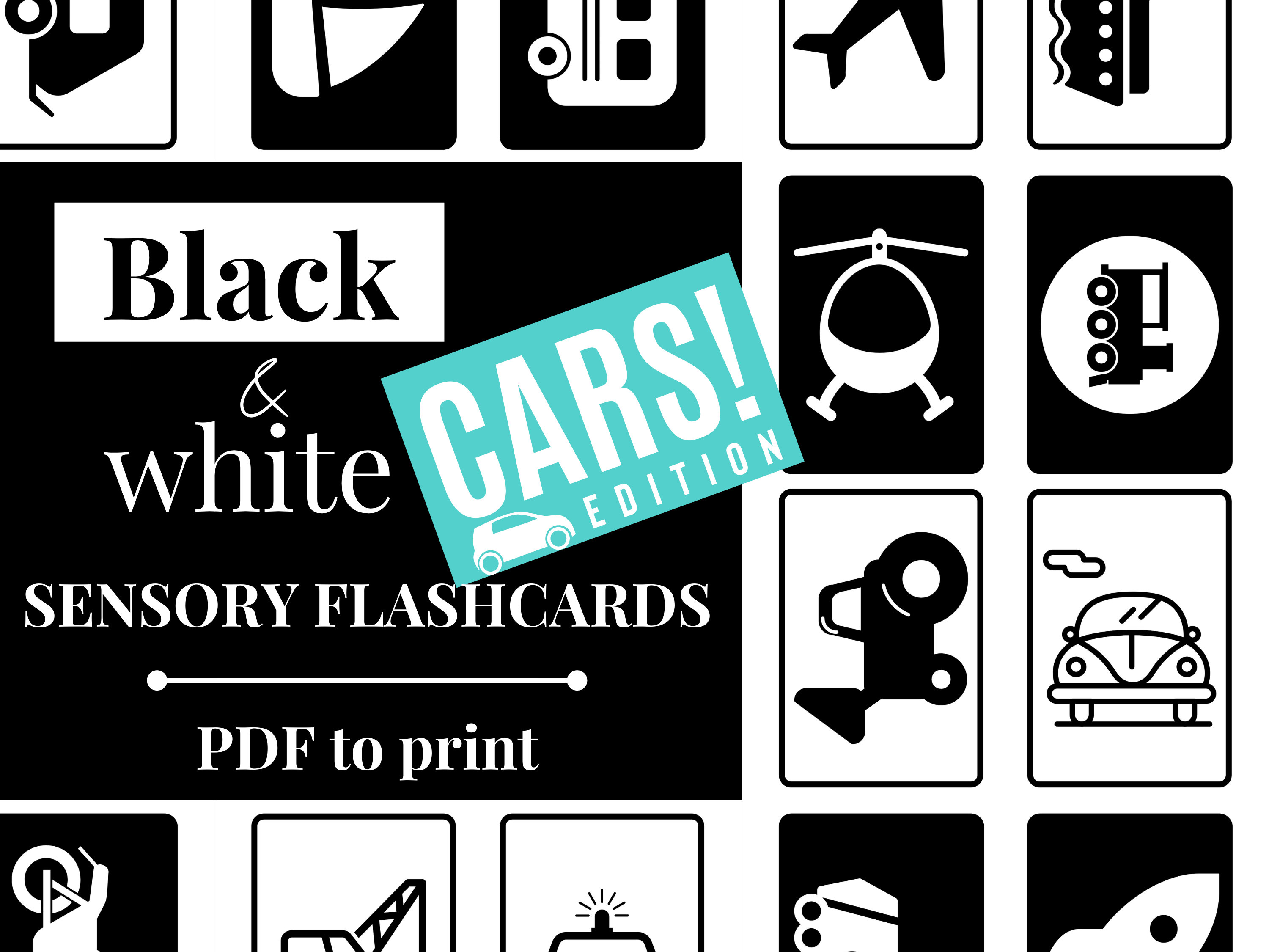 Black and White Flashcards, Sensory Black and White Cards, Printable ...