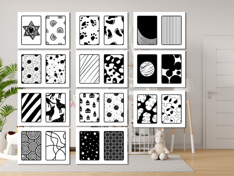 Printable Black and White High Contrast Cards Set of 80 Baby | Etsy